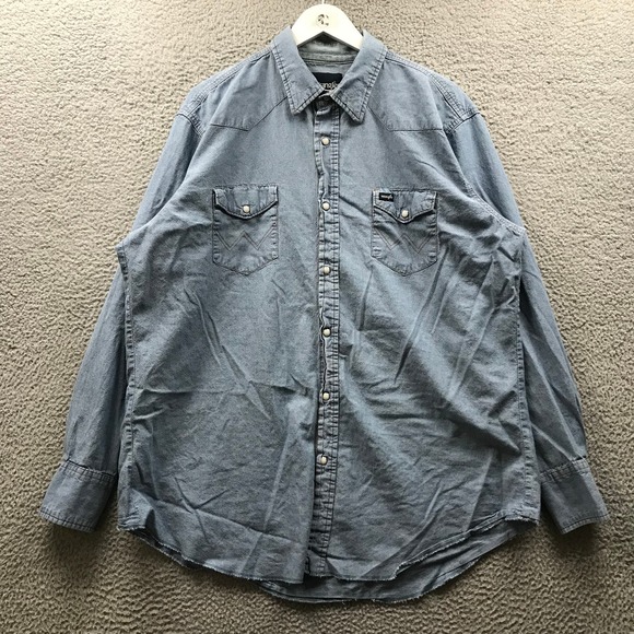 Wrangler | Shirts | Vintage Wrangler Button Up Shirt Mens 2xt Tall Long ...